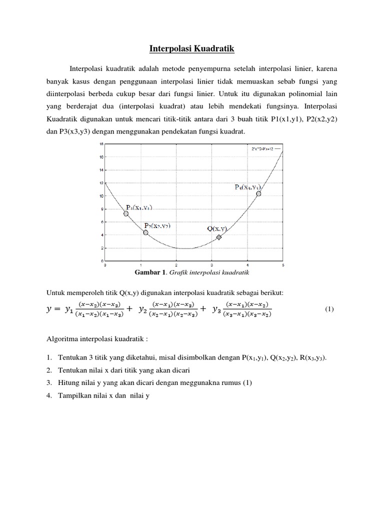 Metode Interpolasi Kuadratik dan Contoh | PDF