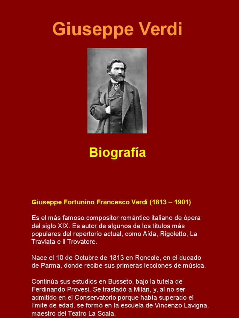 Giuseppe Verdi Biografia | Giuseppe Verdi | Composiciones