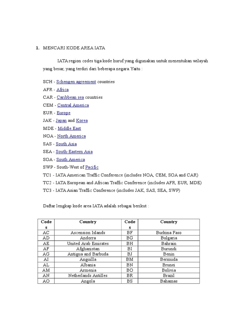 Kode Area IATA | PDF