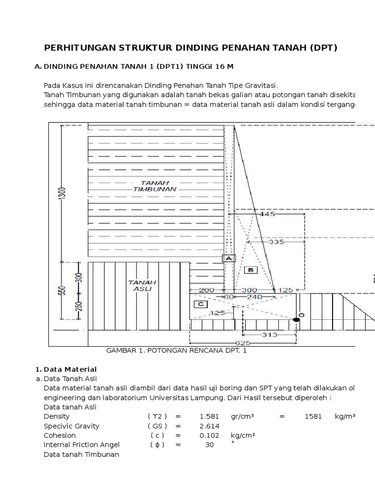 Desain Dinding Penahan Tanah - Gravity Wall - Bronjong | PDF