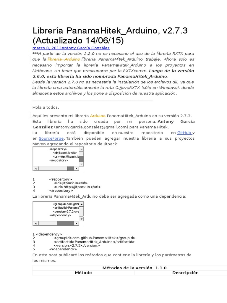 Librería Arduino para JAVA PanamaHitek | PDF | Arduino | Java (lenguaje ...