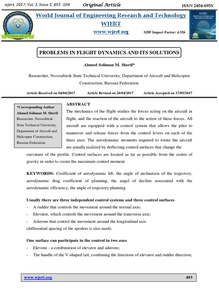 Problems in Flight Dynamics and Its Solutions | PDF | Flight Control ...