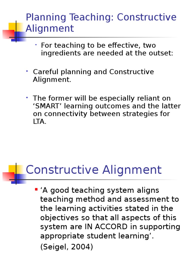 Planning Teaching: Constructive Alignment | PDF | Reading Comprehension | Educational Assessment