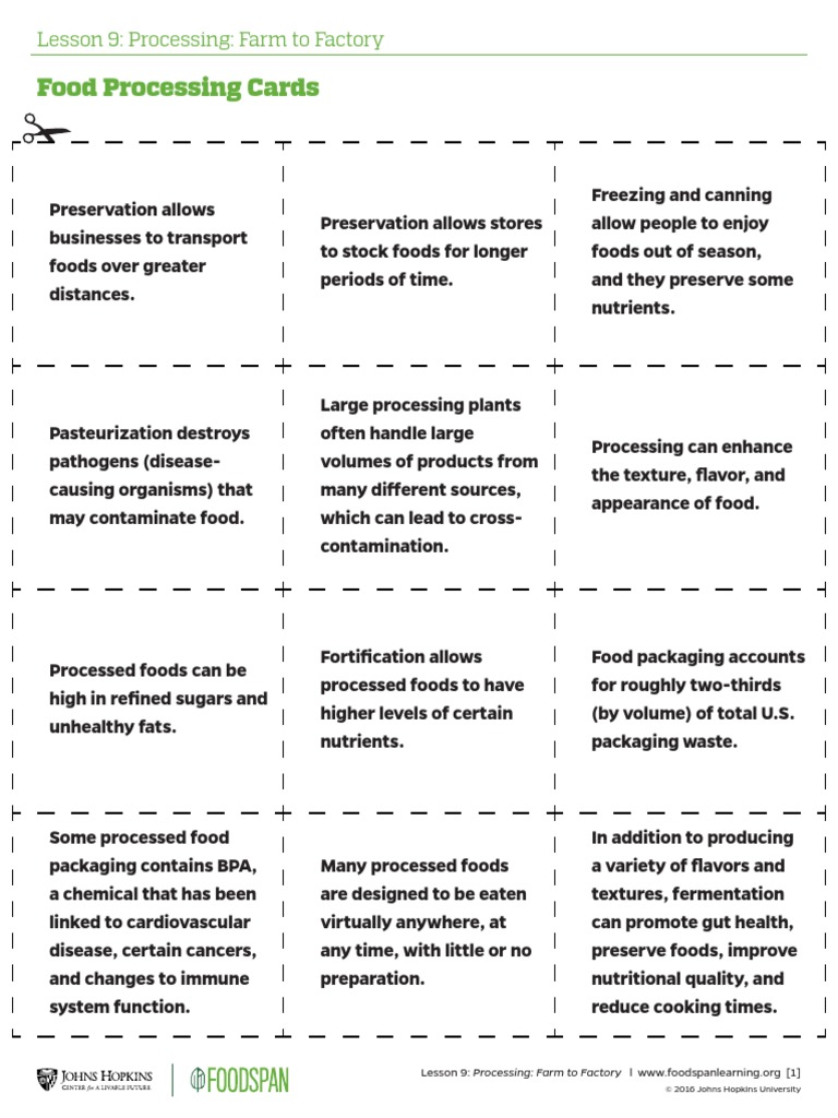 Lesson9 Processing Handouts | PDF | Food Preservation | Food Processing