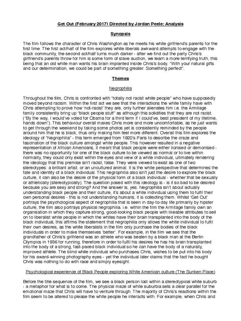 Get Out (February 2017) - Analysis | PDF | Critical Theory
