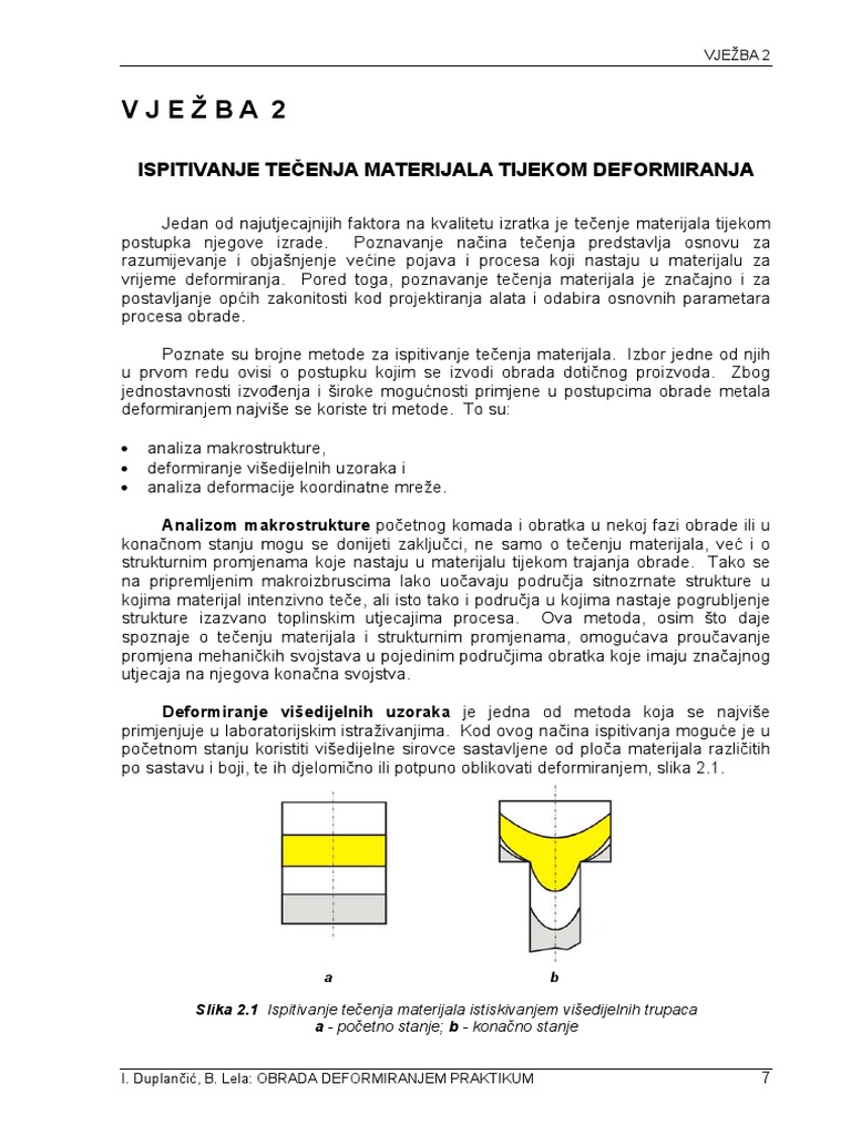 Obrada Deformiranjem Praktikum Vjezba 2 | PDF