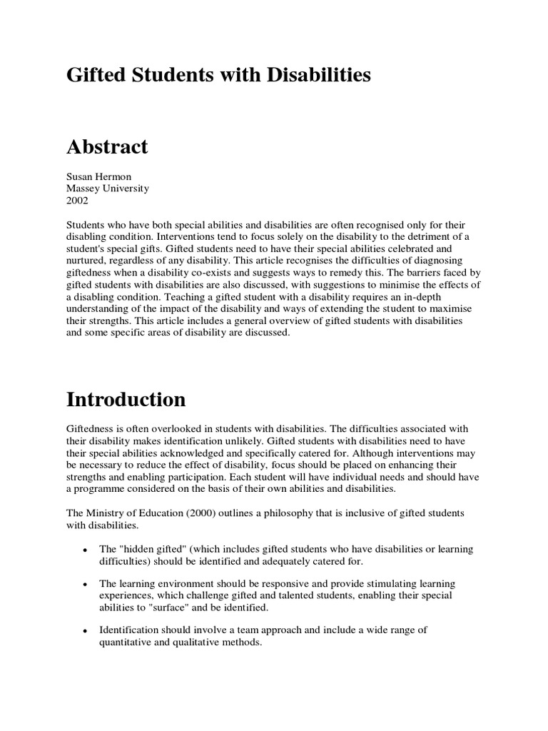 Gifted Students With Disabilities | PDF | Intellectual Giftedness | Gifted Education