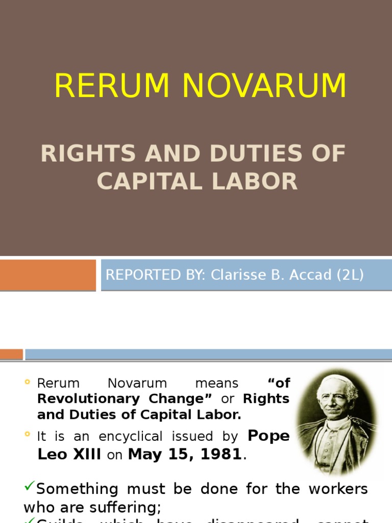Rerum Novarum- Report | Property | Justice