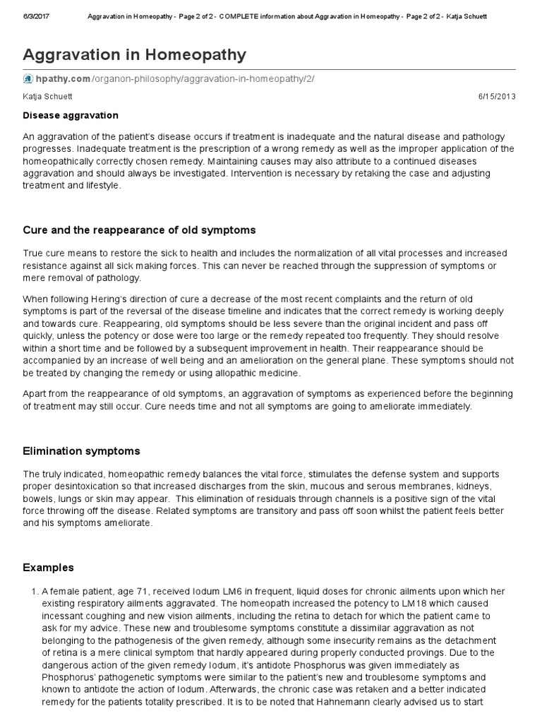 Aggravation in Homeopathy - Page 2 of 2 - COMPLETE Information About ...