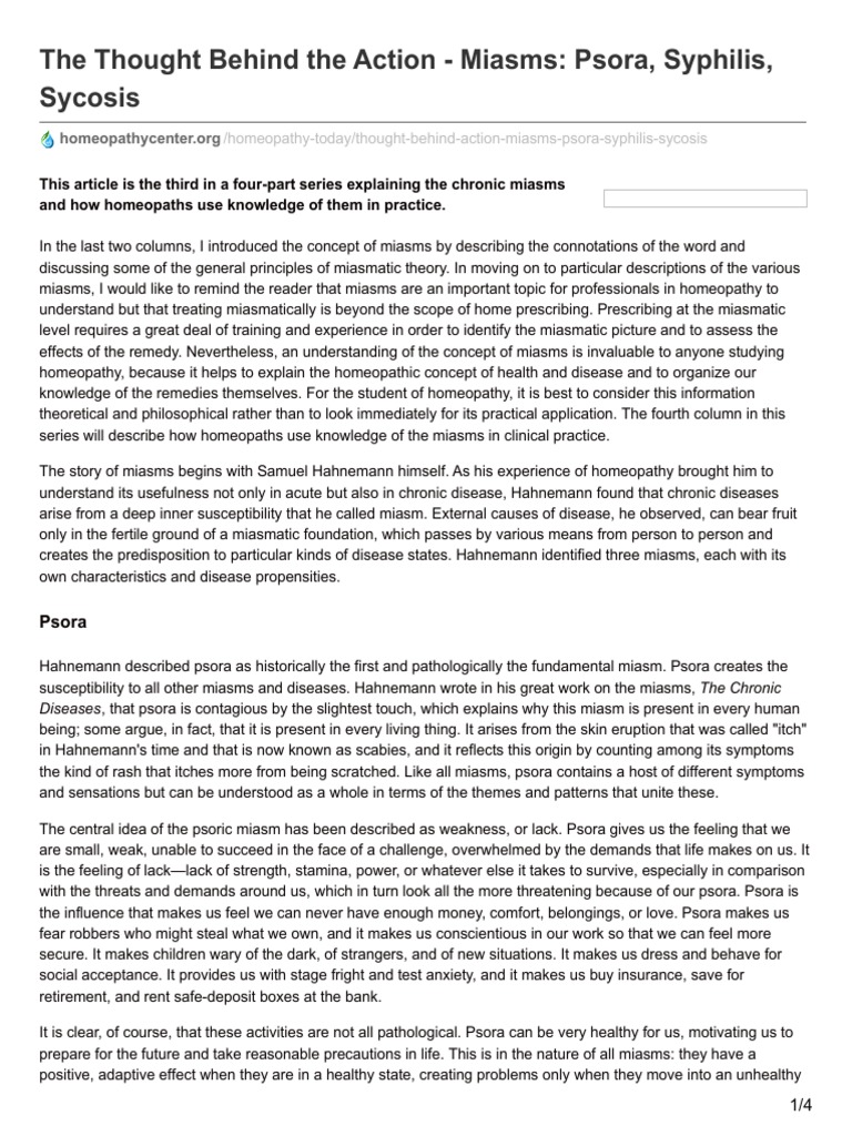 Homeopathycenter.org-The Thought Behind the Action - Miasms Psora ...