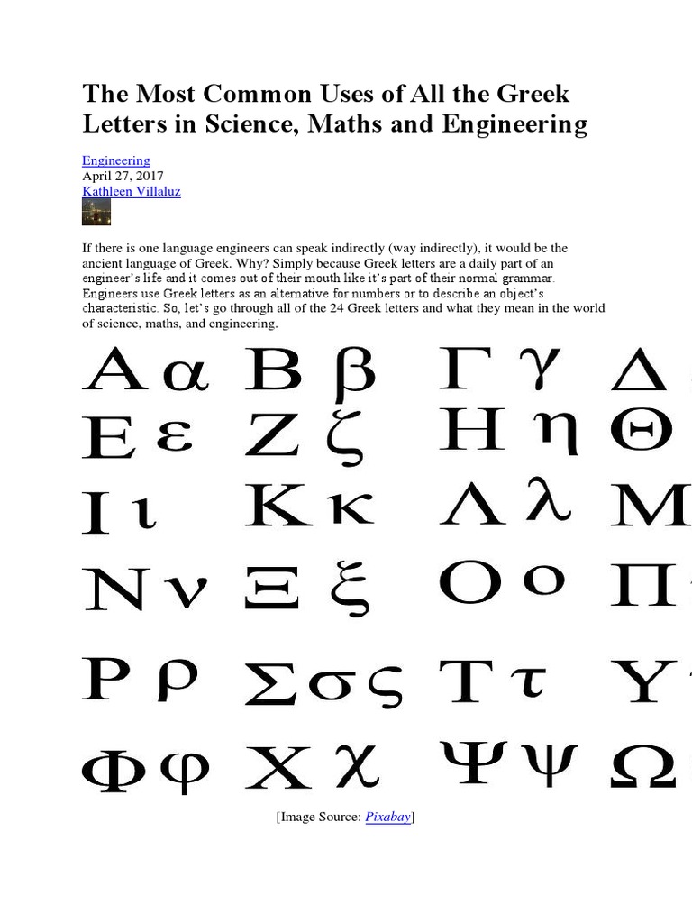 Greek Letters in Science | Pi | Greek Alphabet