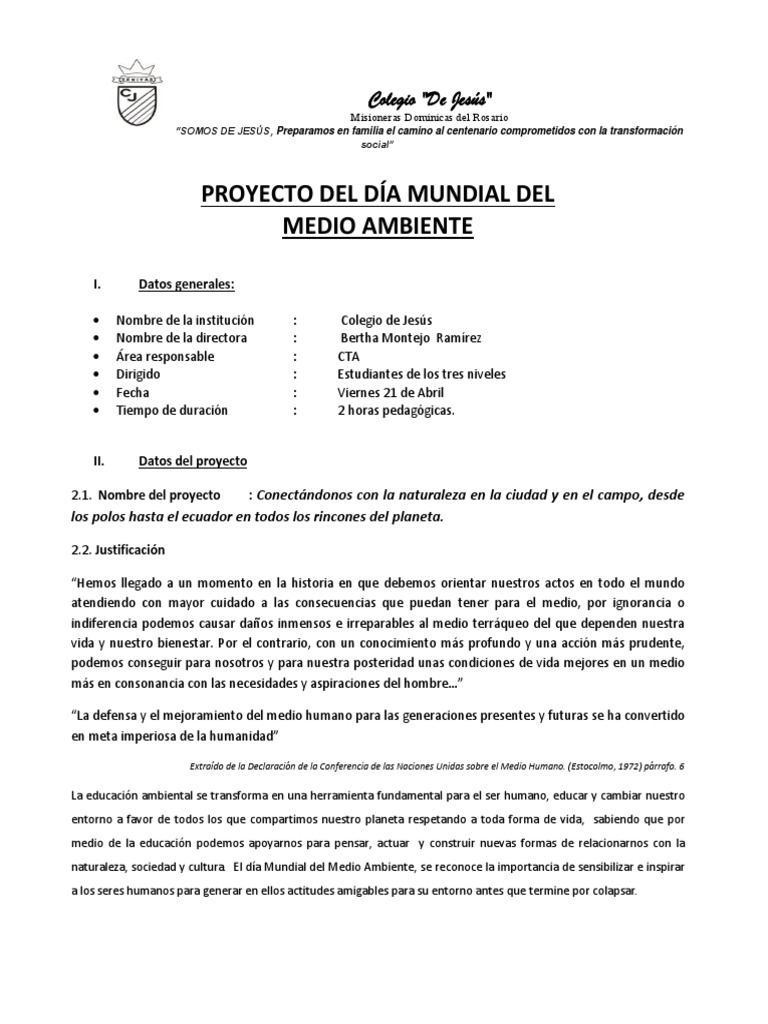 Proyecto Ambiental Escolar | PDF | Maestros | Science