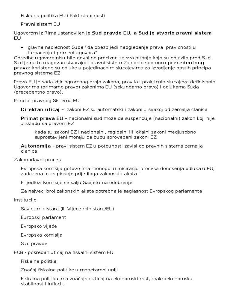 Fiskalna Politika EU | PDF