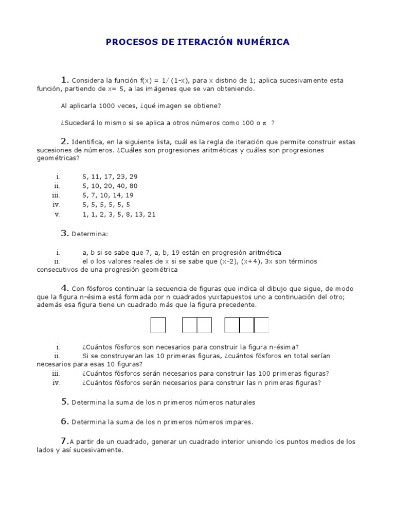 Iteraciones Numéricas y Progresiones Matemáticas | PDF | Secuencia ...