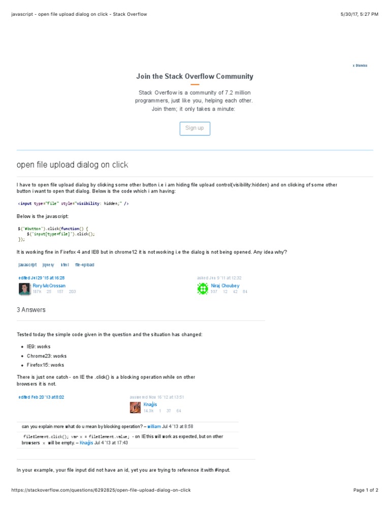 Javascript - Open File Upload Dialog On Click - Stack Overflow PDF ...