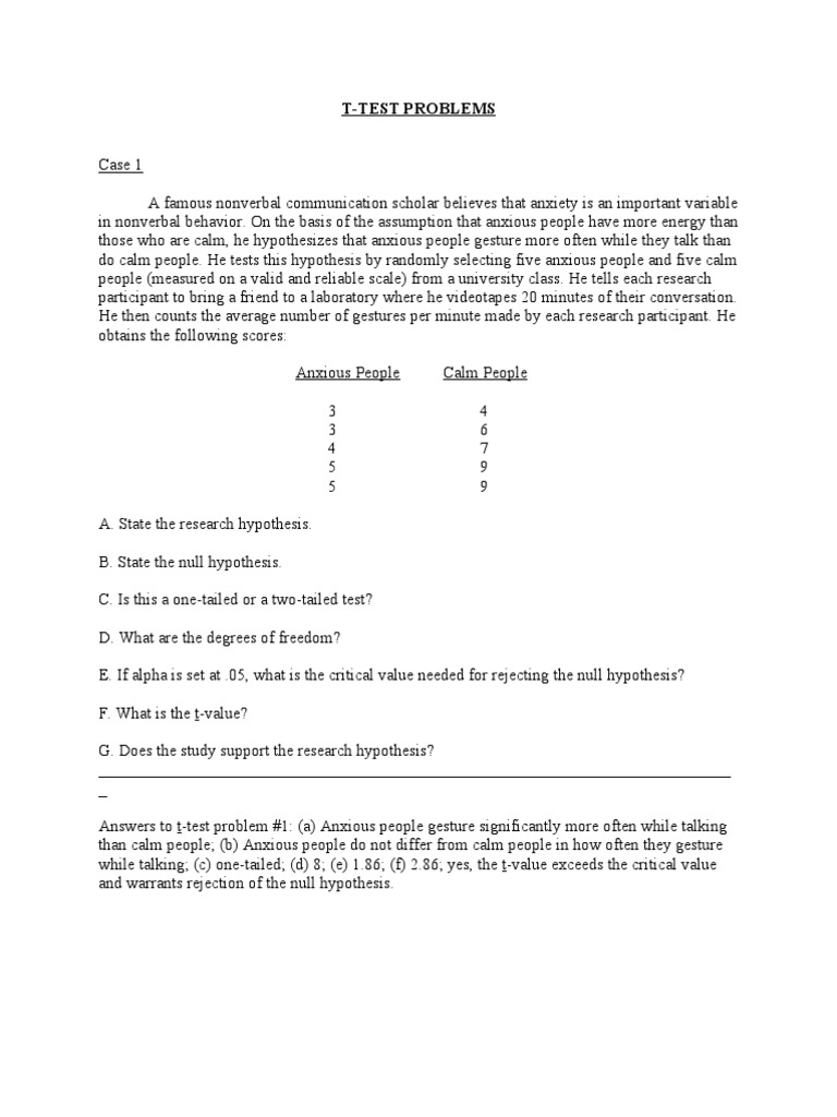 T-Test Problems | PDF | P Value | Student's T Test