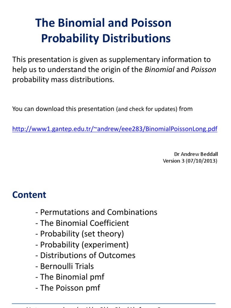 Binomial and Poisson Distributions Explained | PDF | Poisson ...
