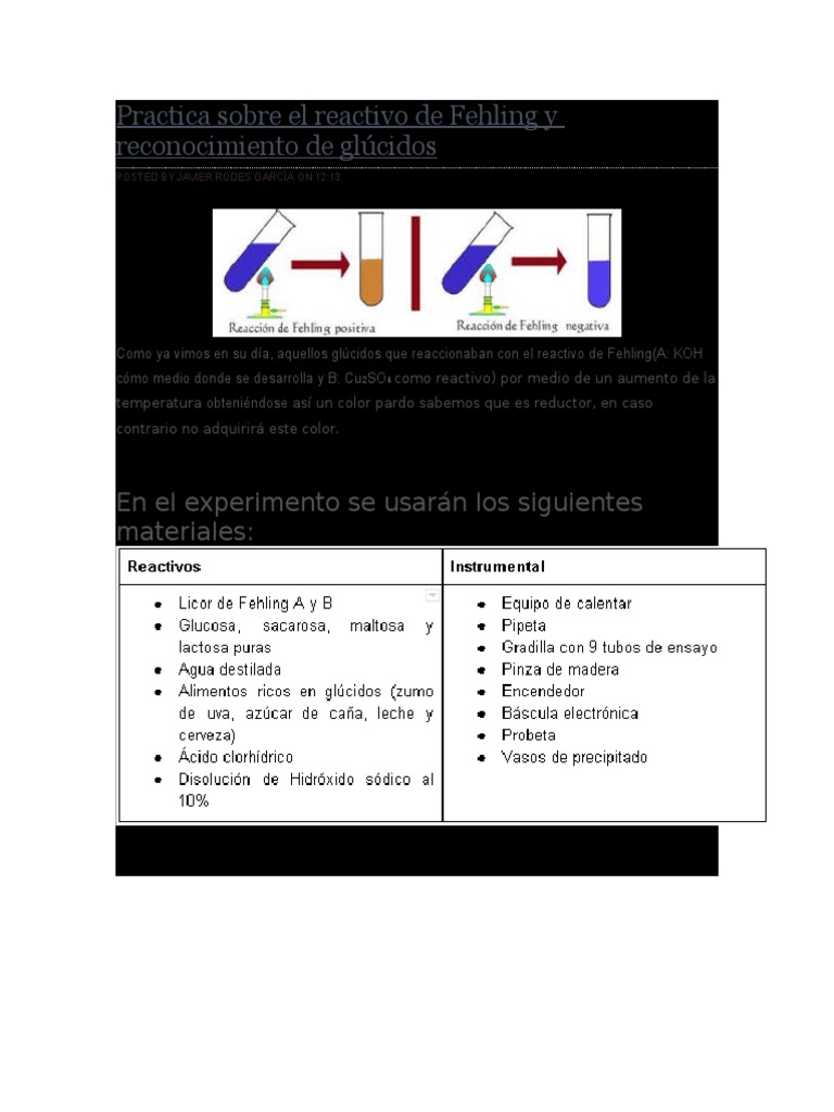 Practica Sobre El Reactivo de Fehling y Reconocimiento de Glúcidos ...
