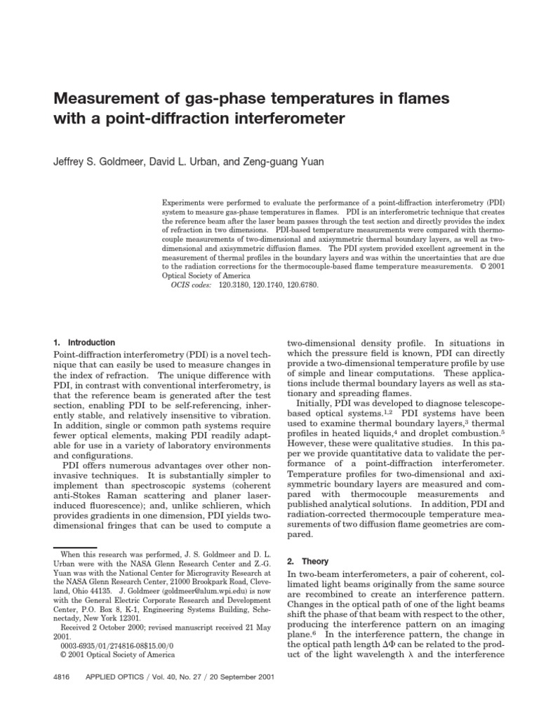 Point Diffraction Interferometer | PDF | Lens (Optics) | Interferometry