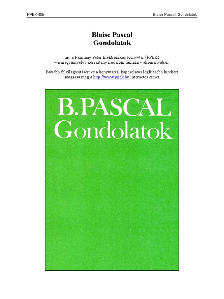 Blaise Pascal Gondolatok 1 PDF | PDF