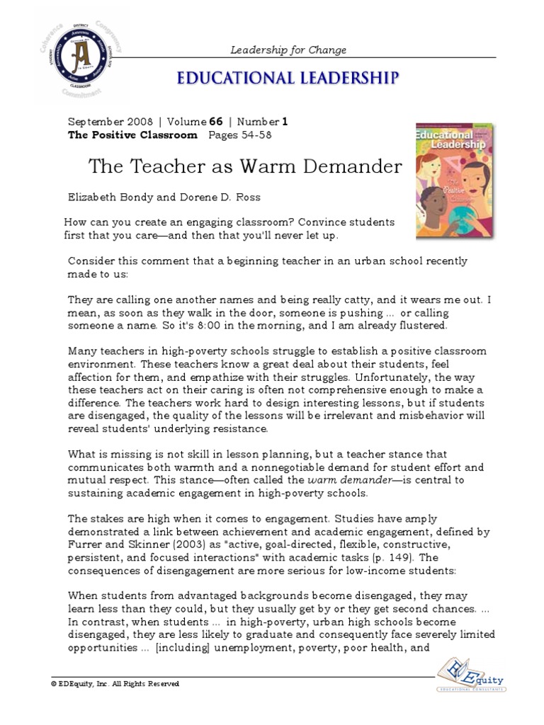 Warm Demander Article | Download Free PDF | Leadership | Learning