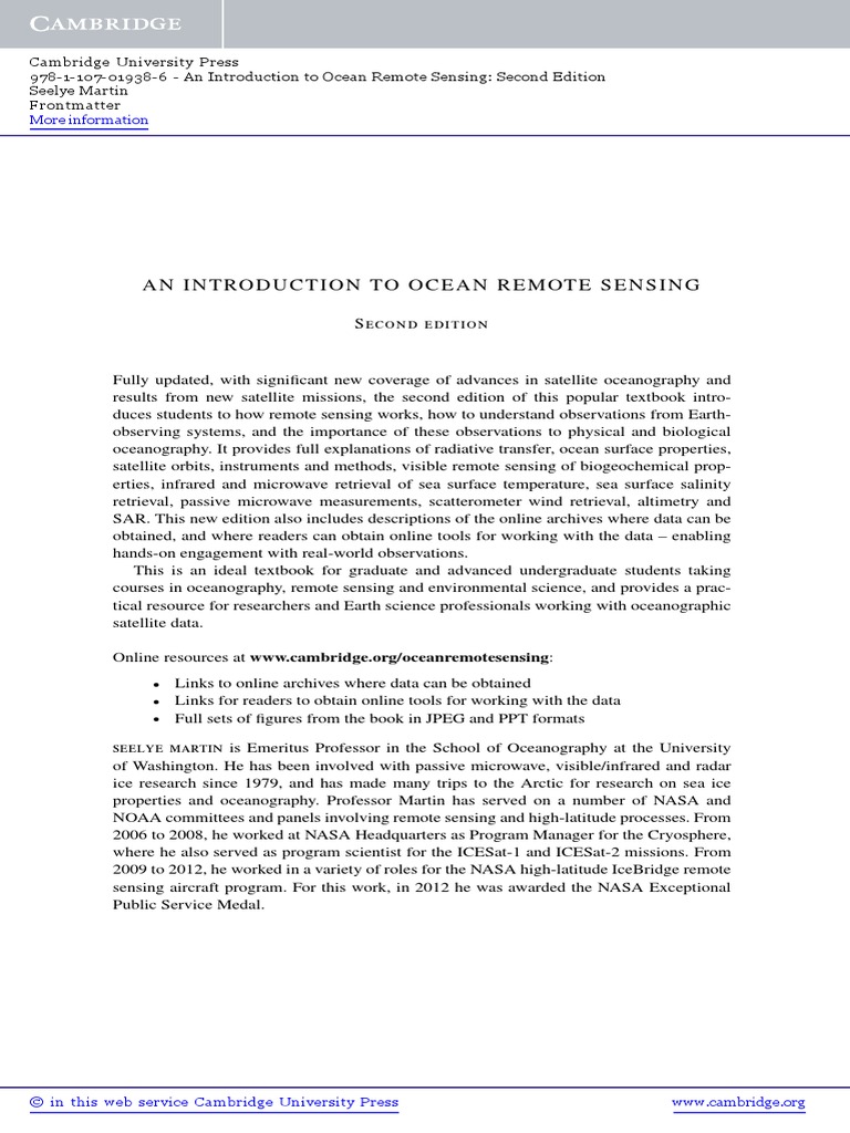Introduction To Ocean Remote Sensing | PDF | Nature | Applied And ...
