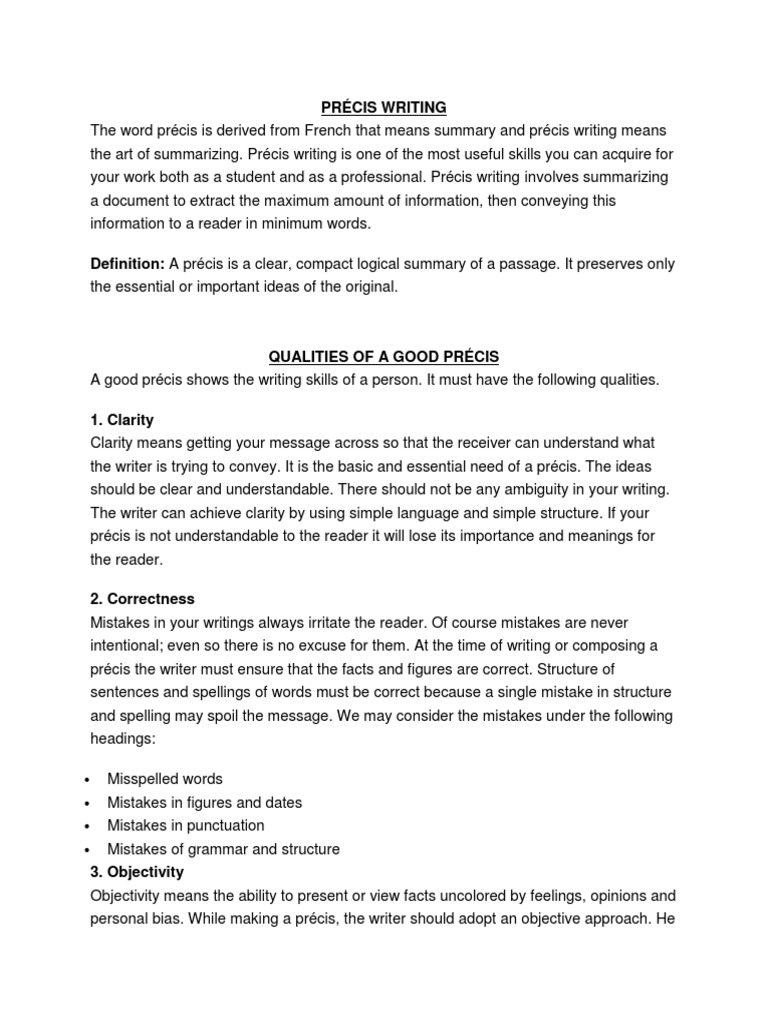 Precis Writing | PDF | Information | Linguistics
