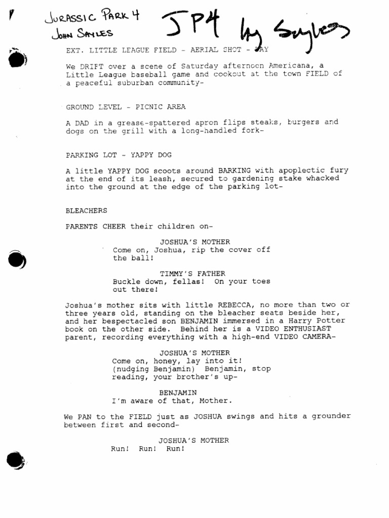 Jurassic Park 4 by John Sayles PDF | PDF