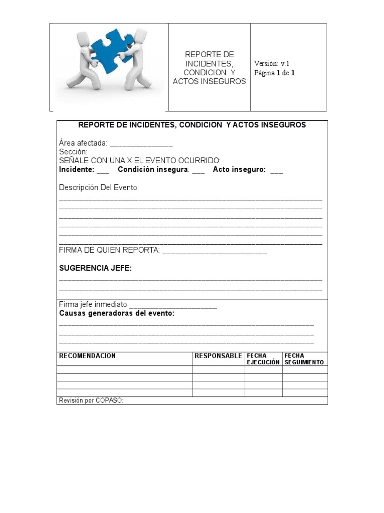 Formato para El Reporte de Actos y Condiciones Inseguras | PDF