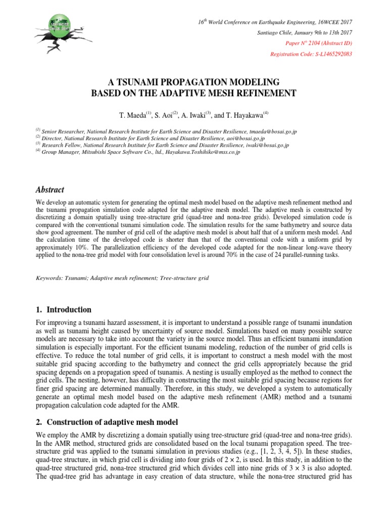 A Tsunami Propagation Modeling Based On The Adaptive Mesh Refinement Pdf Tsunami Parallel