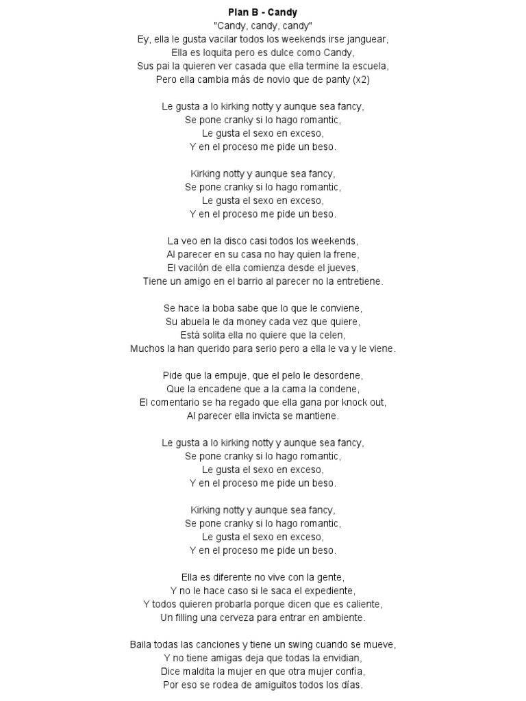 Letra de Candy de Plan B - MUSICA | PDF | Sexo | Ocio