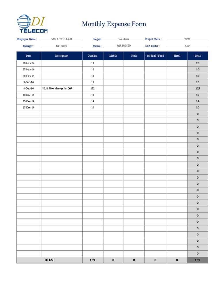 Monthly Invoice Form | PDF | Business