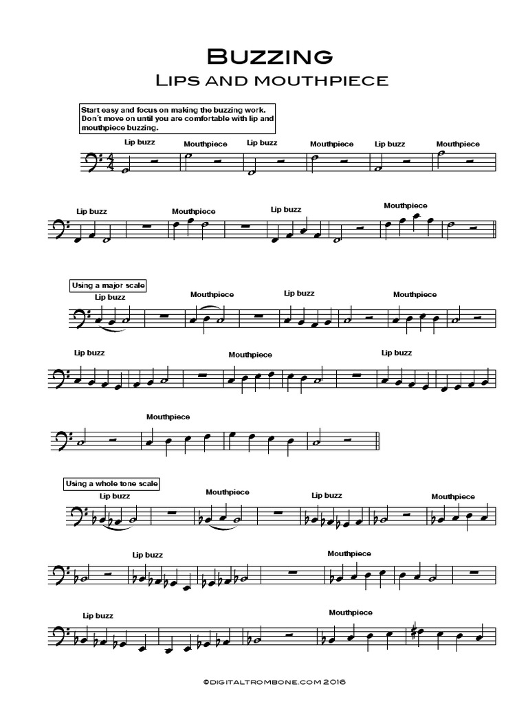 Lip and Mouthpiece Buzzing | PDF | Musical Techniques | Pitch (Music)