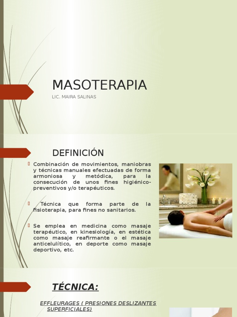 Definición y técnicas de masoterapia | PDF | Masaje | Músculo