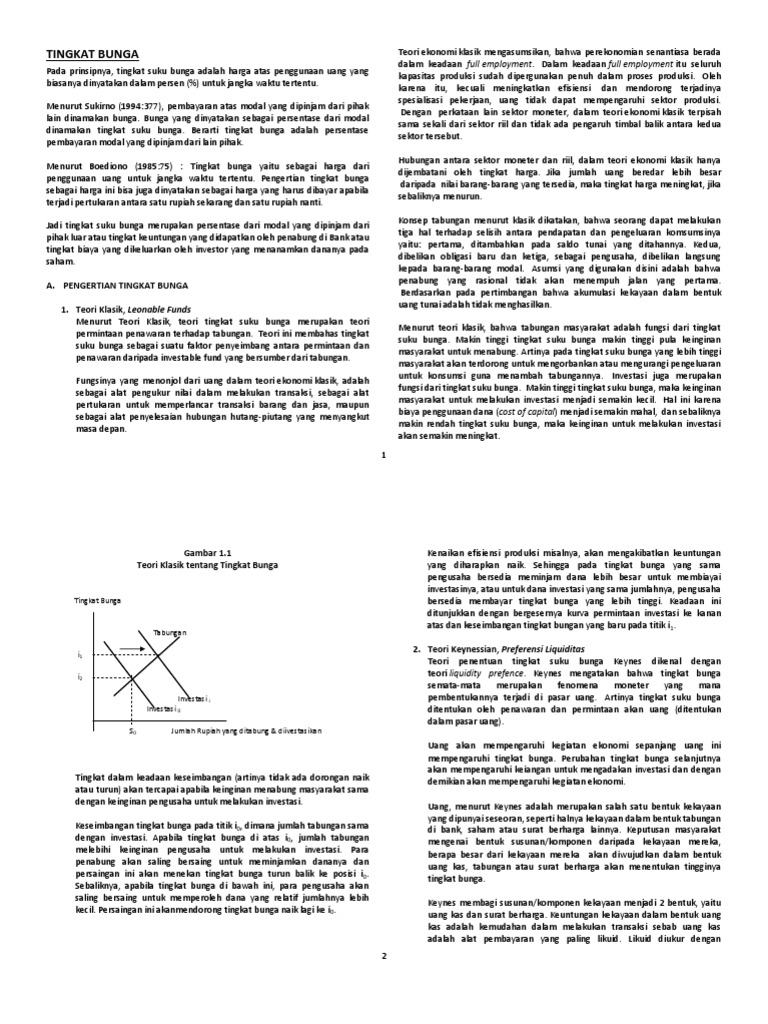Teori Tingkat Bunga Ekonomi | PDF