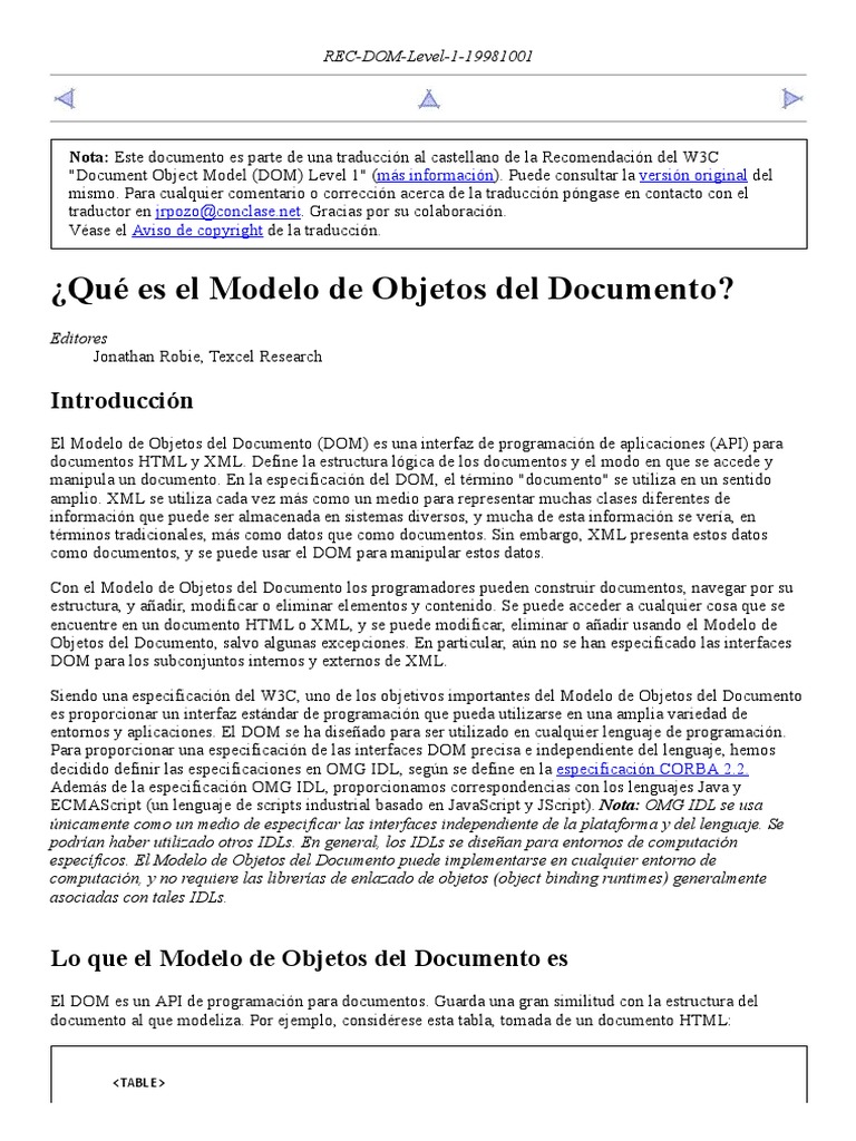 ¿Qué Es El Modelo de Objetos Del Documento_1 | PDF | Modelo de objeto ...
