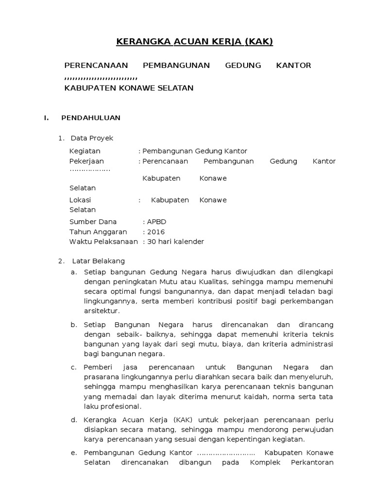 Contoh Kak Gedung Kantor | PDF