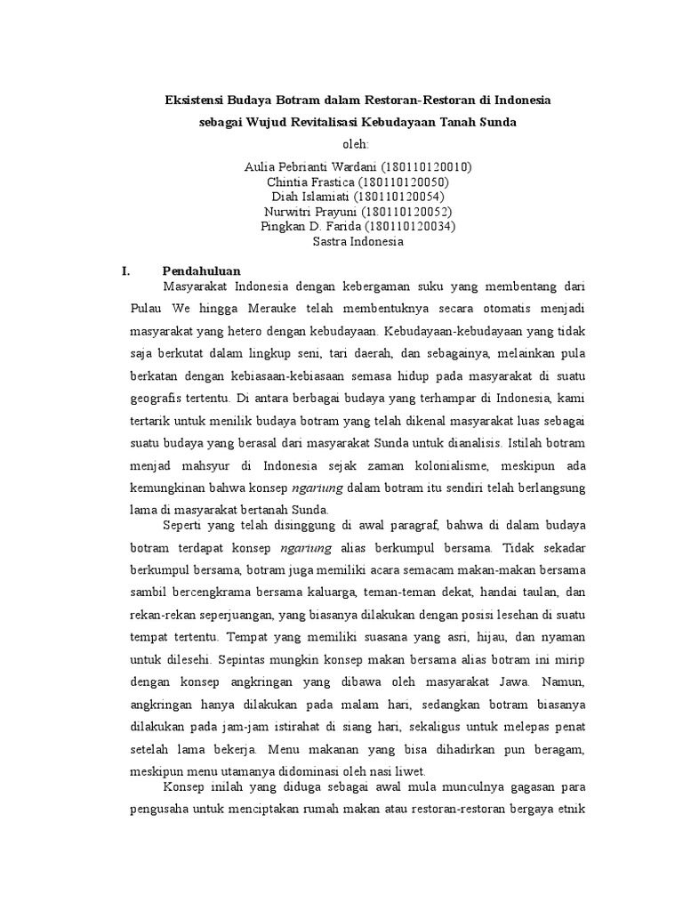 Eksistensi Budaya Botram | PDF