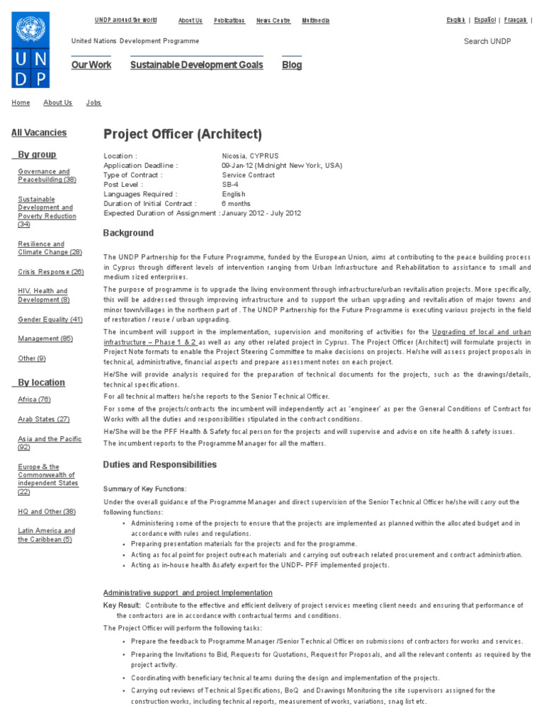 UNDP Jobs - 27315 - Project Officer (Architect) | PDF | United Nations ...