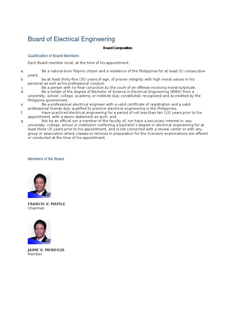 Board of Electrical Engineering | PDF