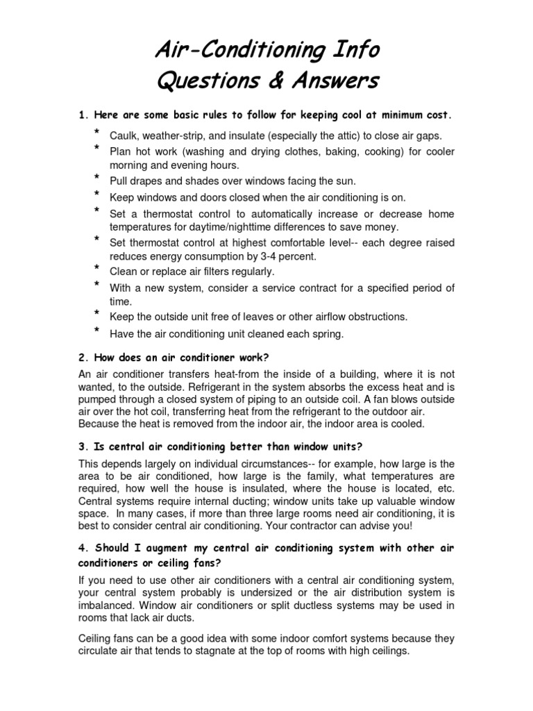 Air-Conditioning Info Questions & Answers | Download Free PDF | Air ...