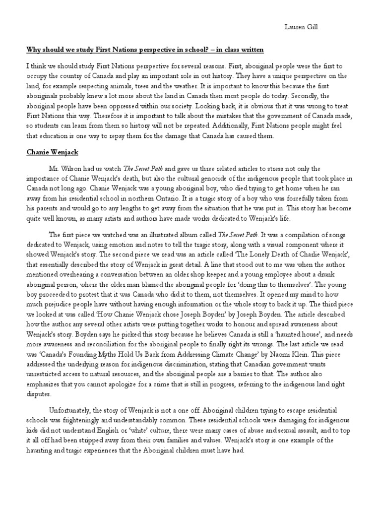 Chanie Wenjack Final | PDF | First Nations | Abusive Behaviour