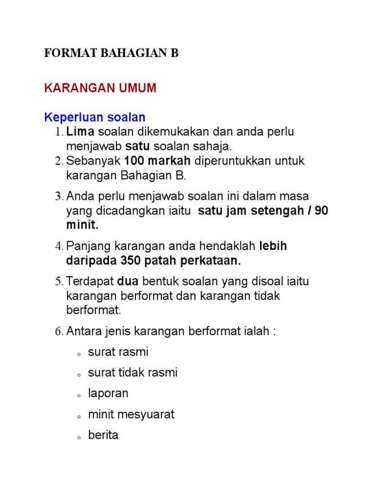Format Bahagian B | PDF