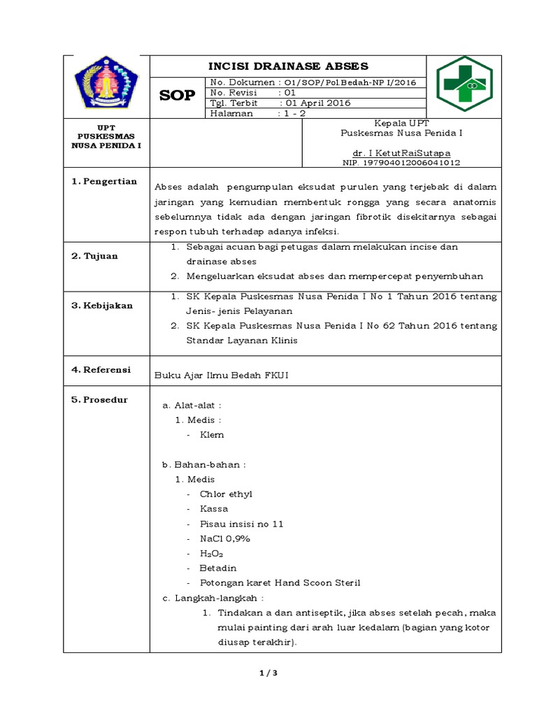 Prosedur Insisi Drainase Abses | PDF