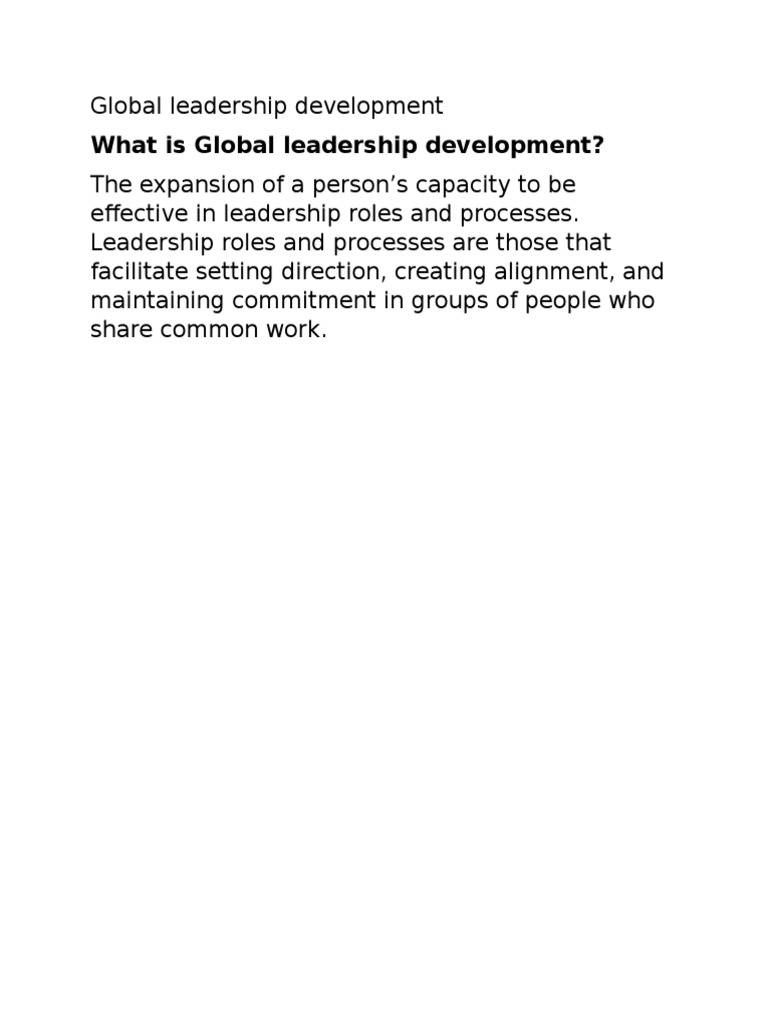 What Is Global Leadership Development? | PDF