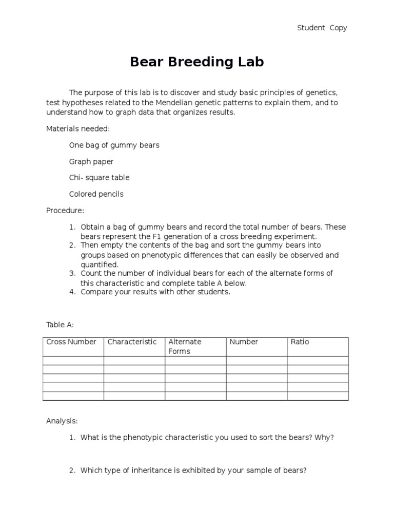 Gummy Bear Genetics Experiment | PDF | Science & Mathematics