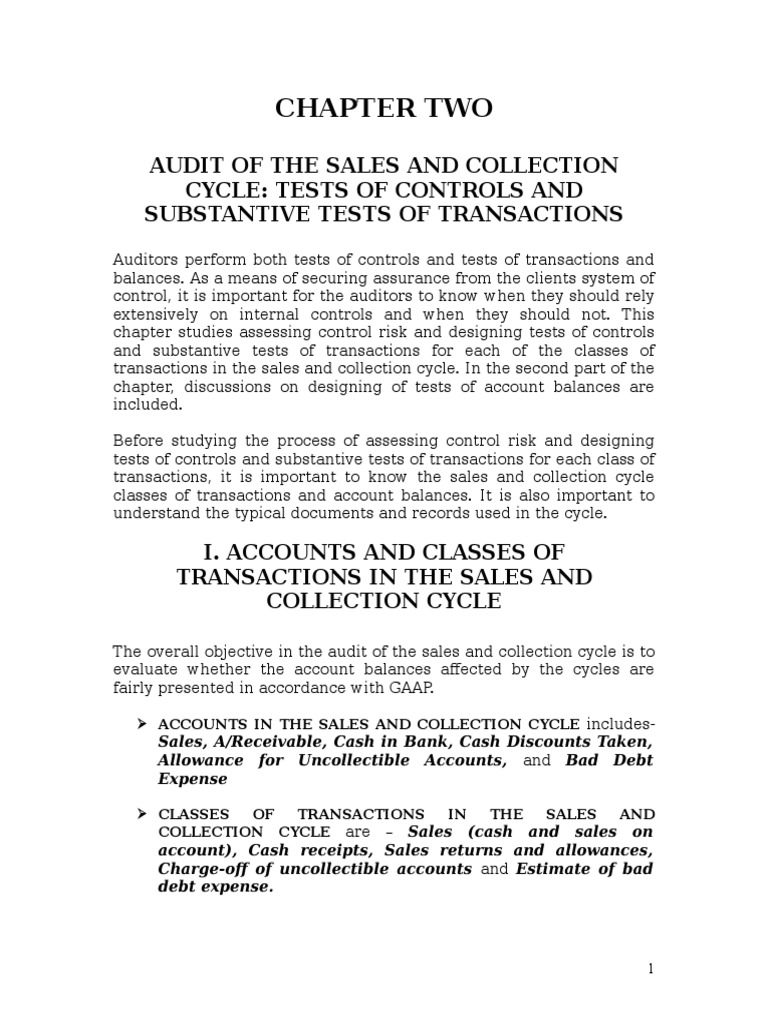 Chapter 2 Audit of Sales and Collection Cycle | PDF | Debits And ...
