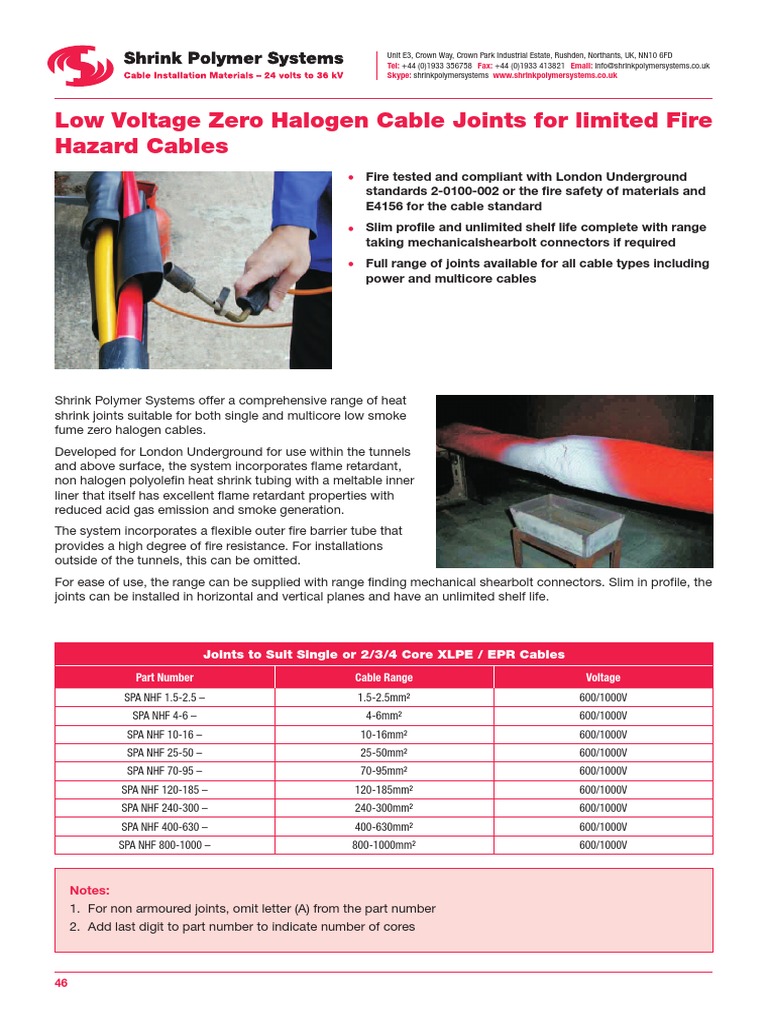 Zero Halogen Fire Resistant Joints PDF | PDF | Cable | Silicon Dioxide