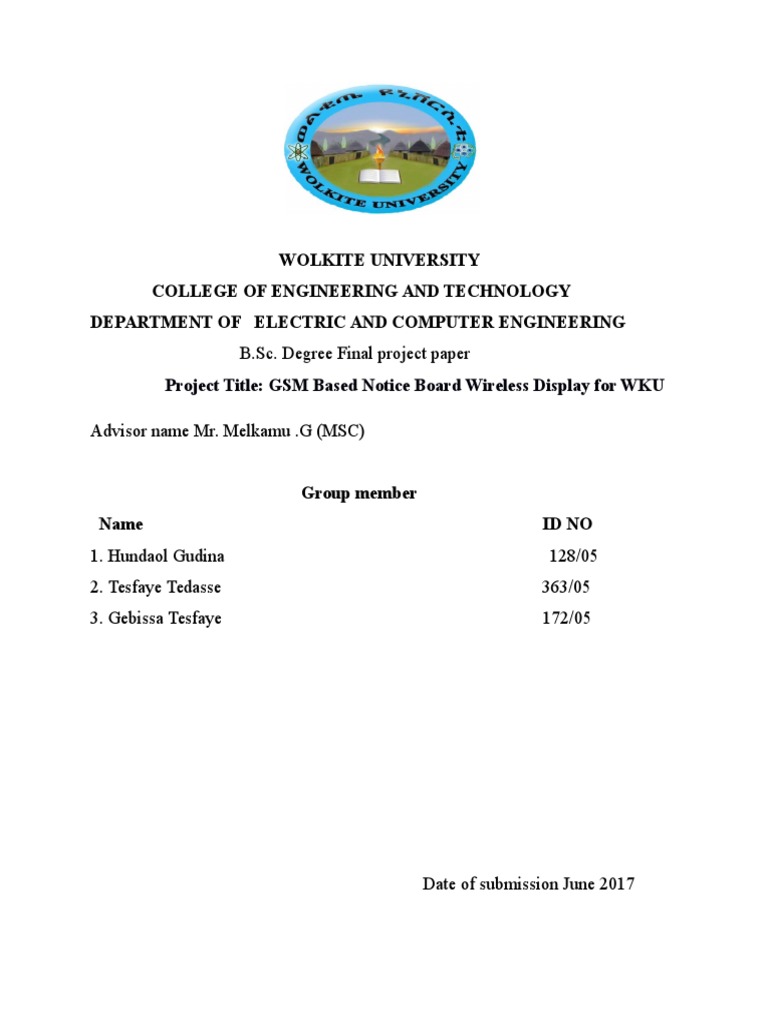 Wolkite University College of Engineering and Technology Department of ...
