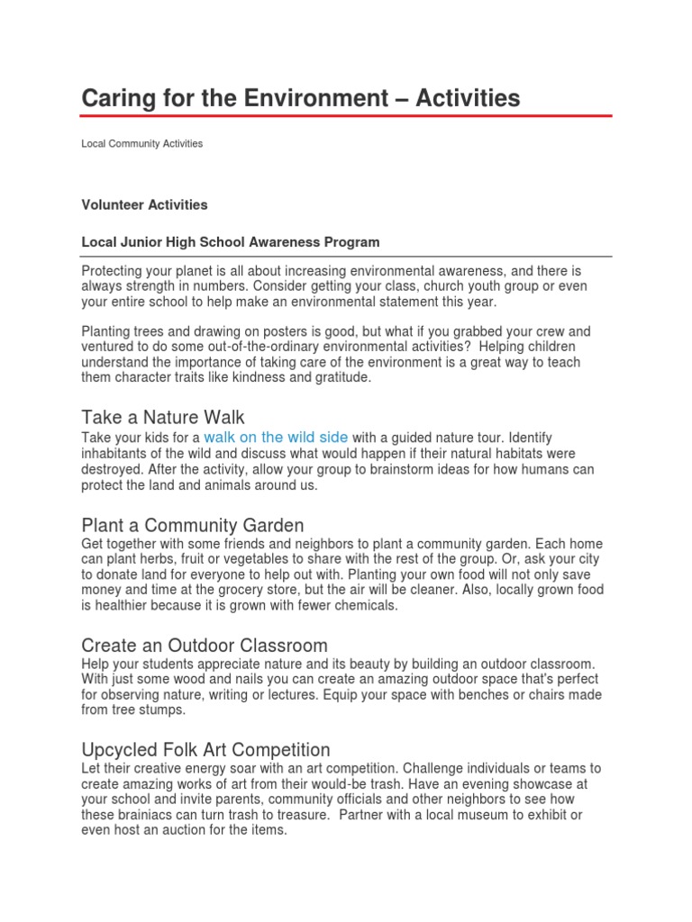 Engaging Environmental Activities for Kids | PDF | Environmentalism ...